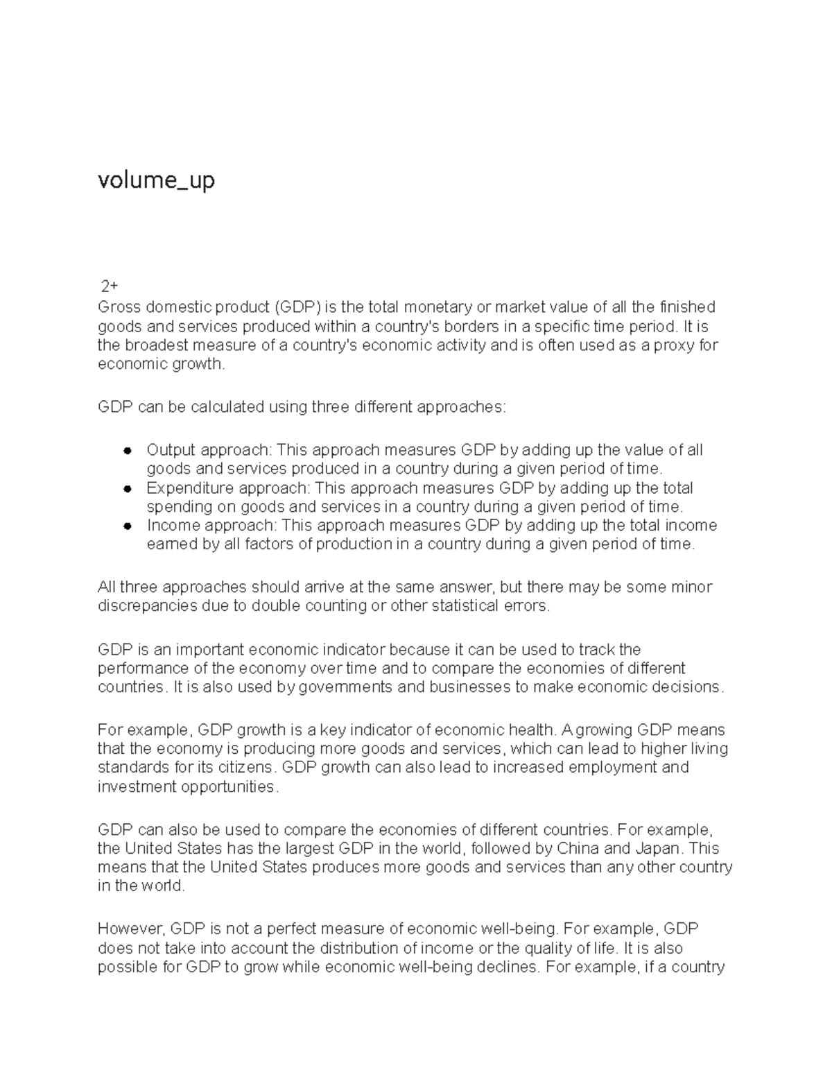 Gross Domestic Product - volume_up 2+ Gross domestic product (GDP) is ...
