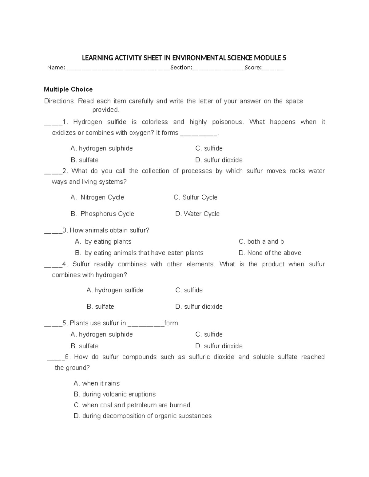 LAS Envisci Q1 M5 - Envi Grade 7 - LEARNING ACTIVITY SHEET IN ...
