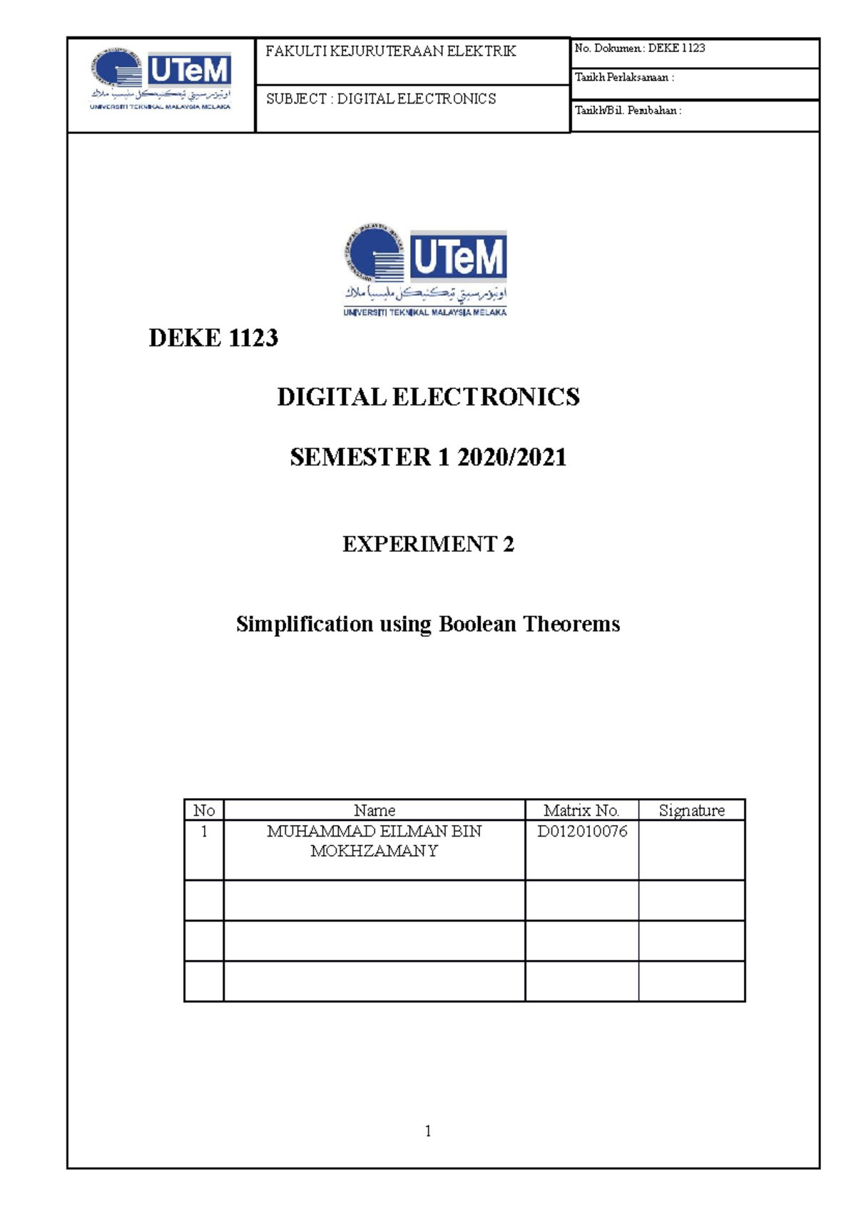 2. Lab 2-Simplification using Boolean Theorems - FAKULTI KEJURUTERAAN ...