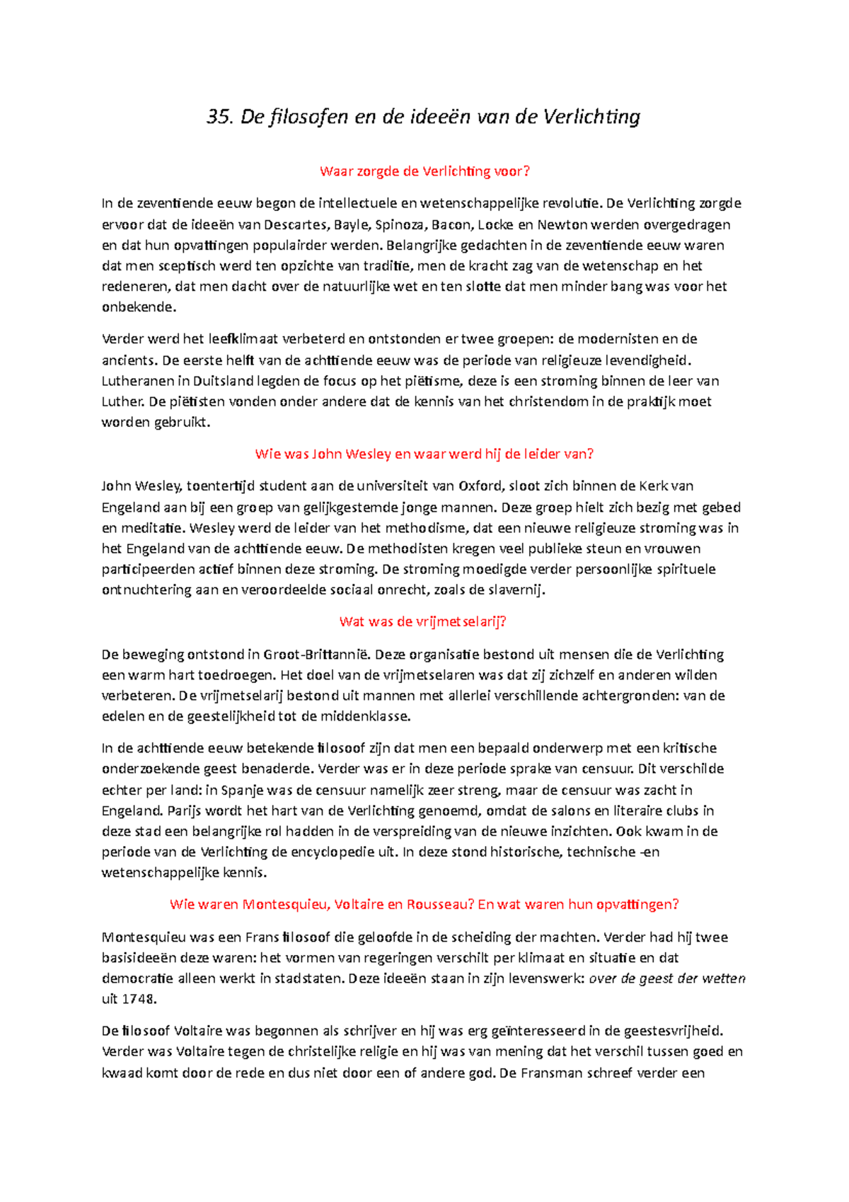 Samenvatting paragraaf 35 - 35. De filosofen en de ideeën van de ...