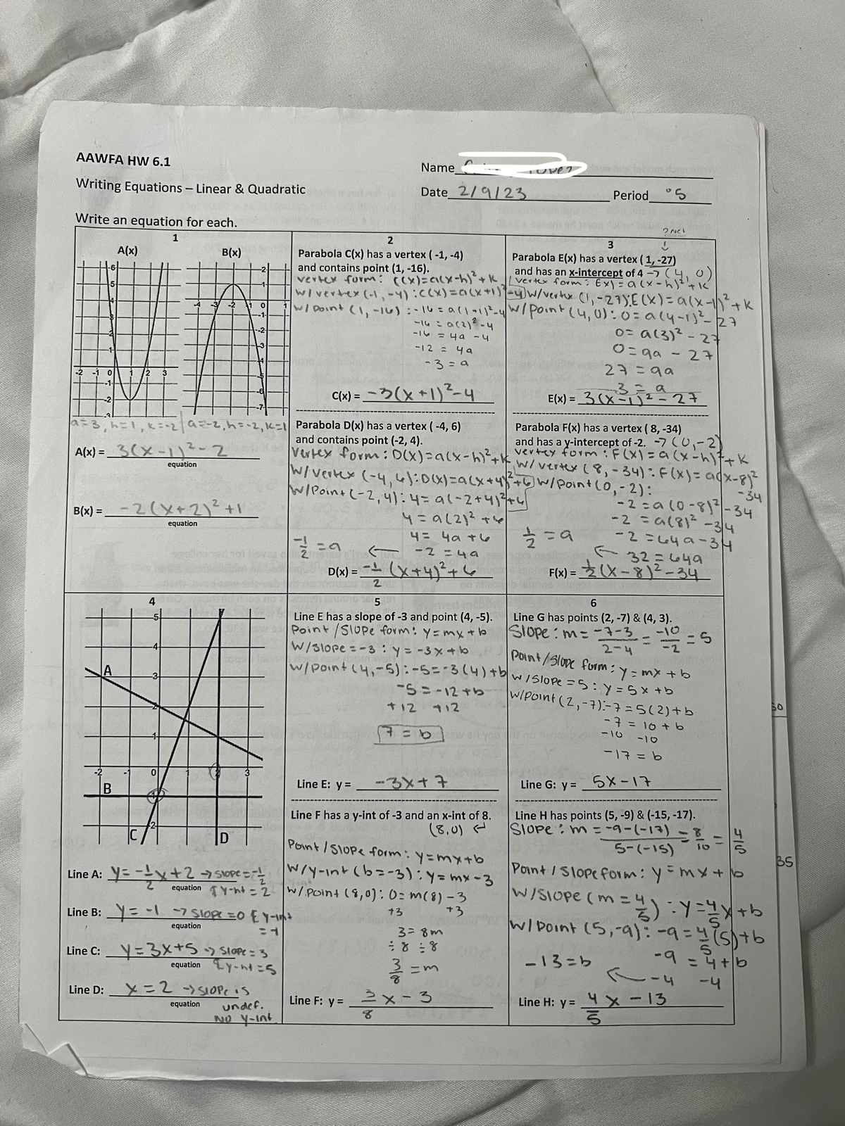 writing equations in linear and quadratic - Studocu