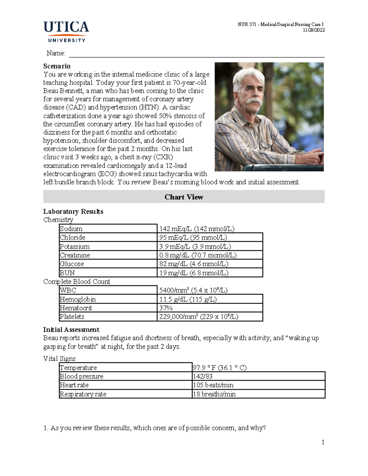 Beau Bennett Case Study - 11/28/ Name: Scenario You are working in the ...