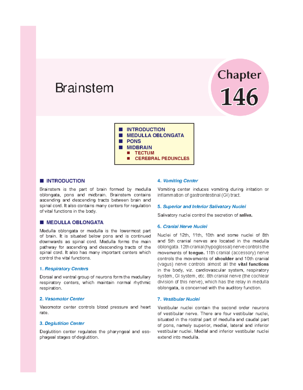 K Sembulingam - Essentials of Medical Physiology, 6th Edition-97 - Brainstem Chapter 146 - Studocu