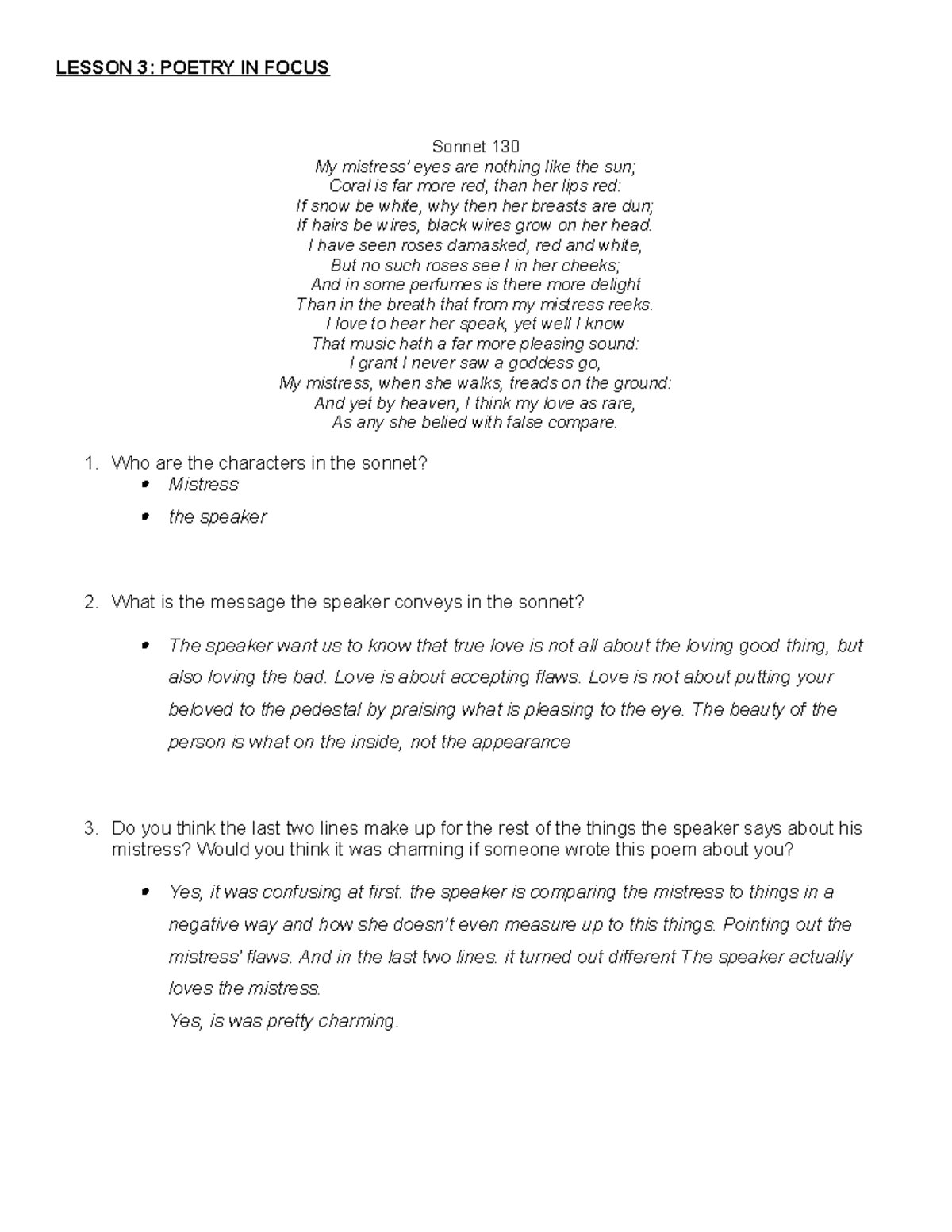 EL 223 Language of Literary Text, Lesson 3, Chapter 2 - LESSON 3 ...