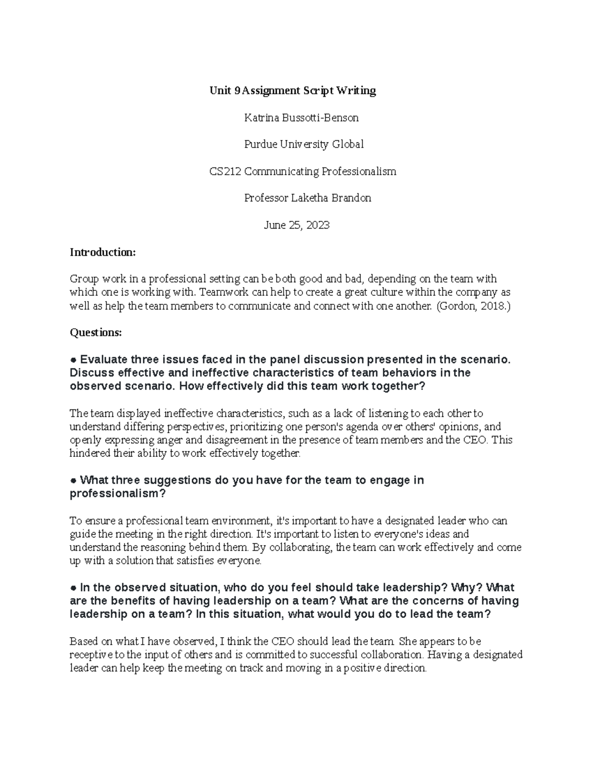 CS212 Unit 9 Assignment Script - Unit 9 Assignment Script Writing ... CS212 Unit 9 Assignment Script - Unit 9 Assignment Script Writing ...