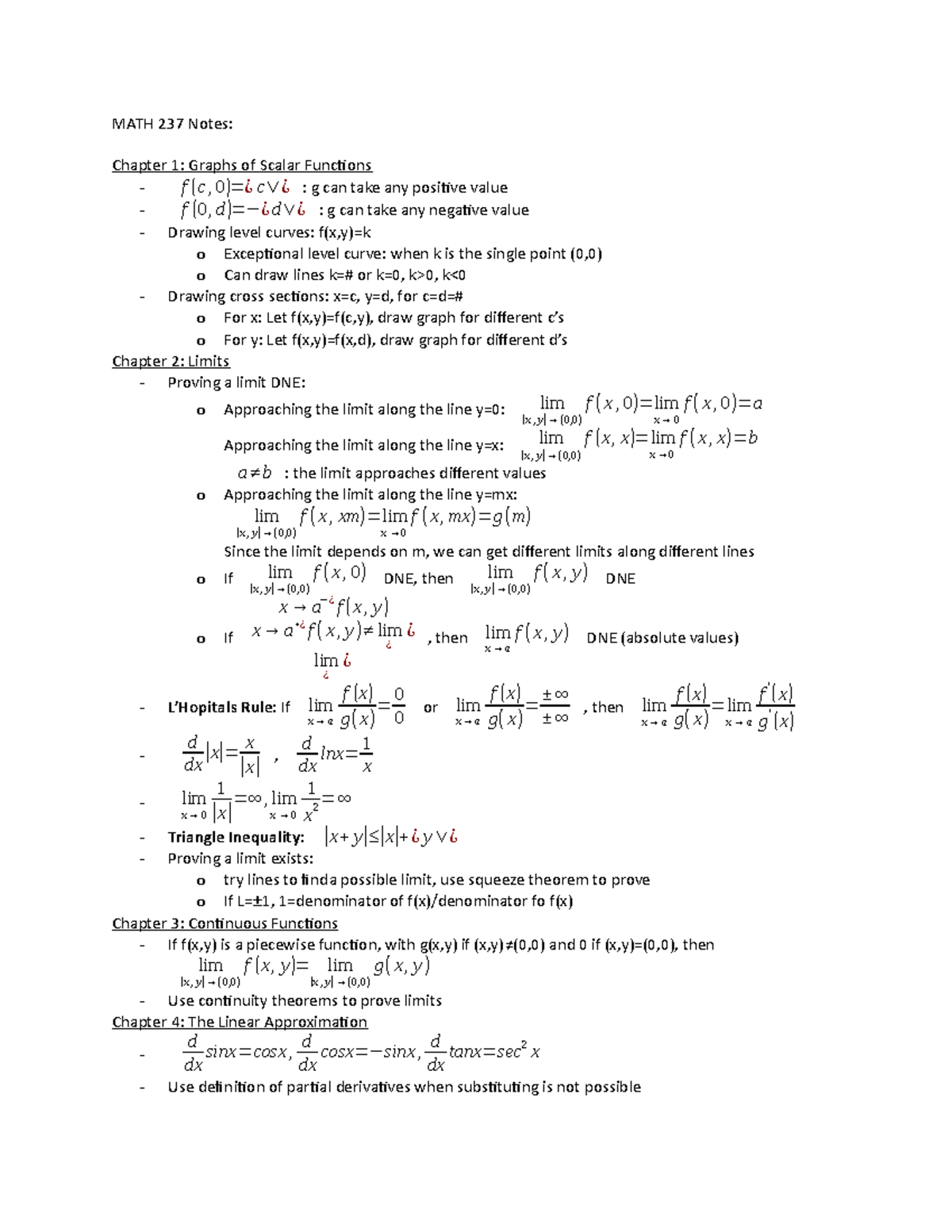 MATH 237 Notes - All required text chapters summarized - MATH 237 Notes ...