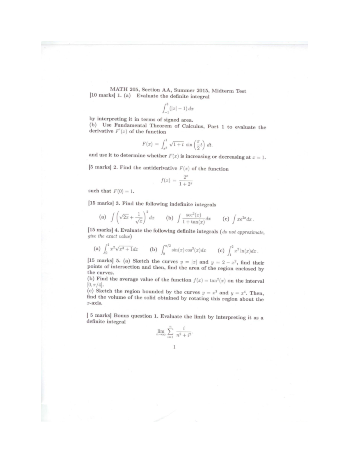 Math 205 Midterm 2015 S1 - MATH 205 - Studocu