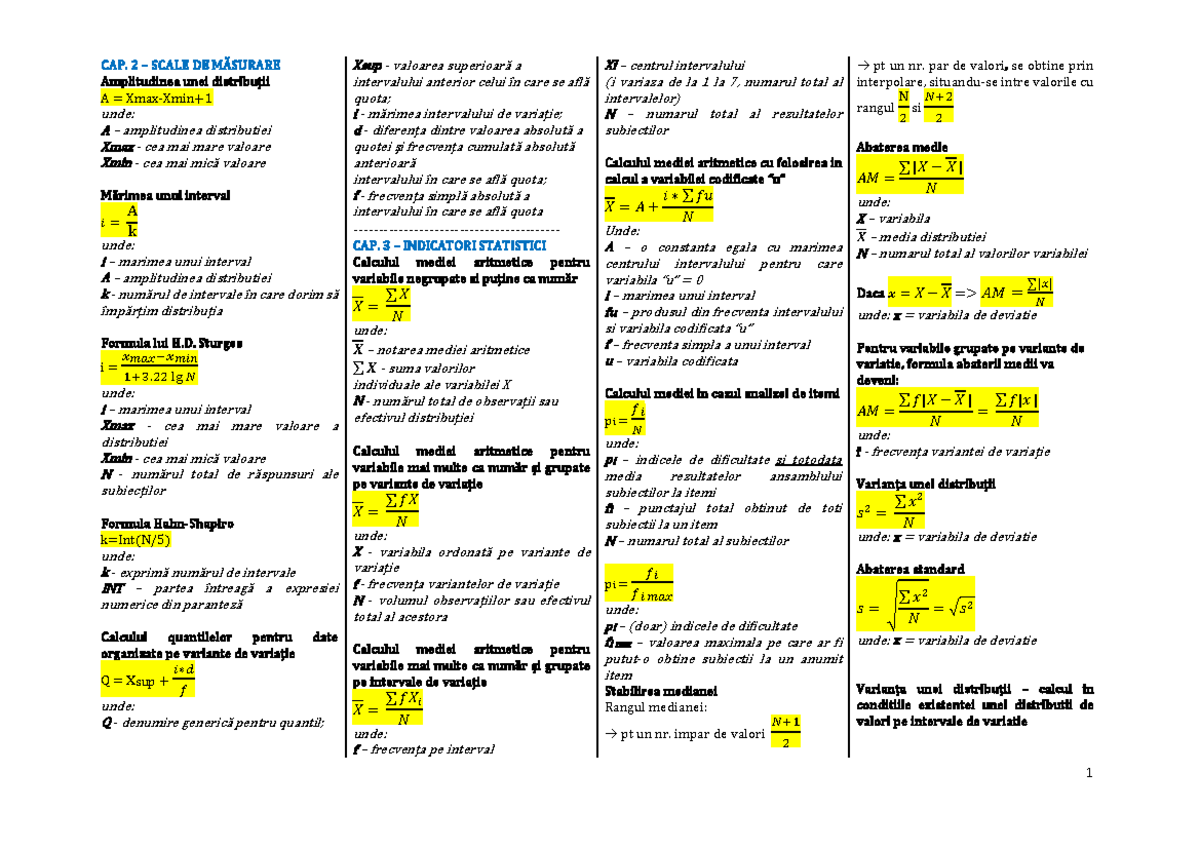 Formule statistica detaliate - CAP. 2 – SCALE DE MĂSURARE Amplitudinea ...