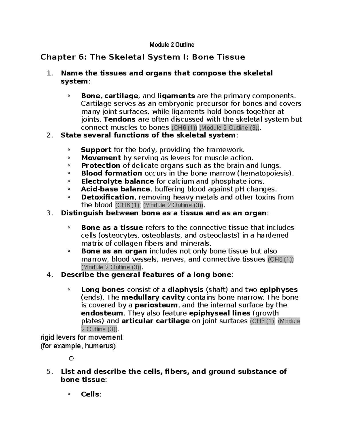 Module 2 Outline - People - Module 2 Outline Chapter 6: The Skeletal ...