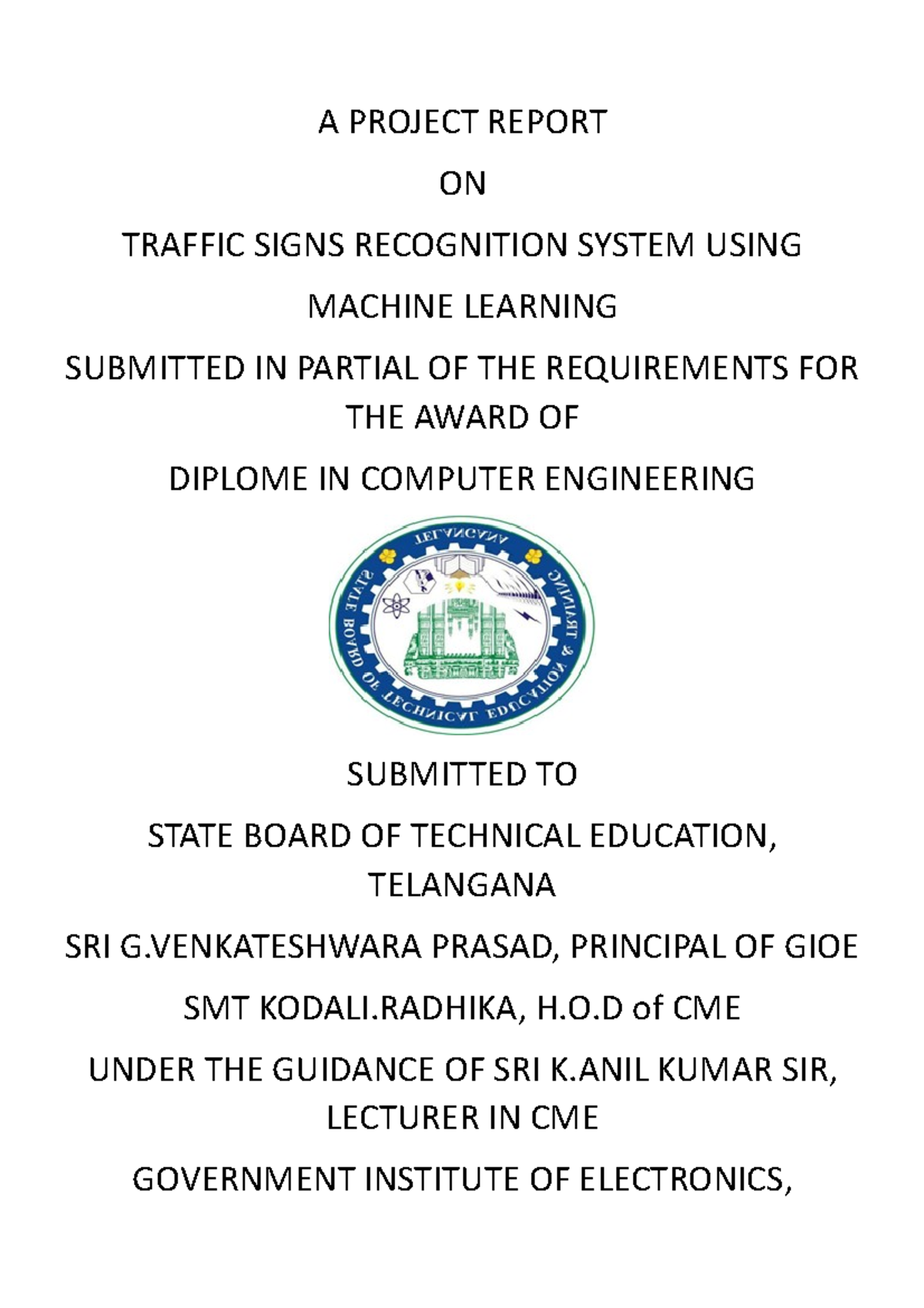 Documentation - Traffic Signs Recognition - A PROJECT REPORT ON TRAFFIC ...