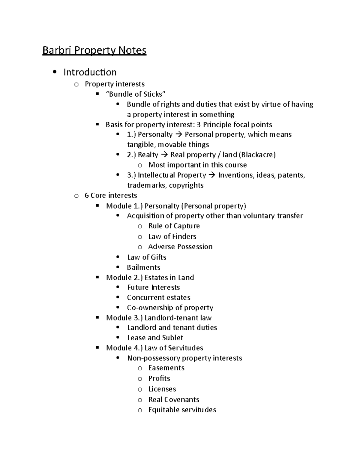 Barbri Property Notes - ) Personalty Personal property, which means ...