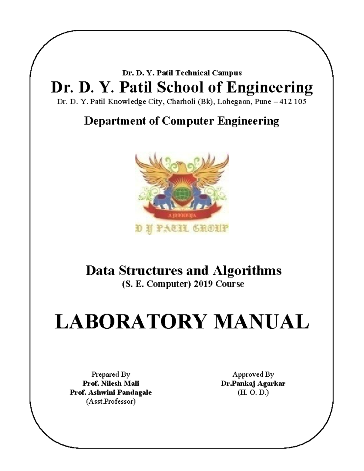 DSA Lab Manual - Dr. D. Y. Patil Technical Campus Dr. D. Y. Patil School of Engineering Dr. D. Y ...