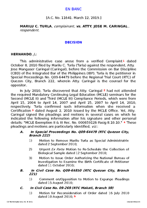 Francia v. Sagario - Hernando Bar Cases - EN BANC [A. No. 10938. October 8, 2019.] EDITHA M ...
