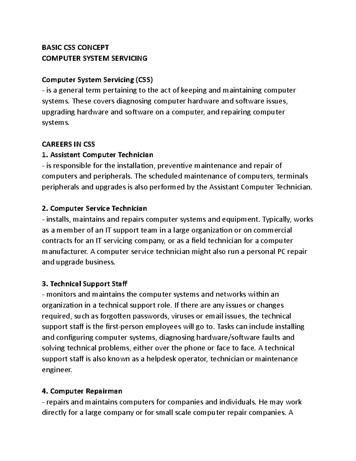 Basic CSS Concept (Reviewer) - BASIC CSS CONCEPT COMPUTER SYSTEM SERVICING Computer System ...