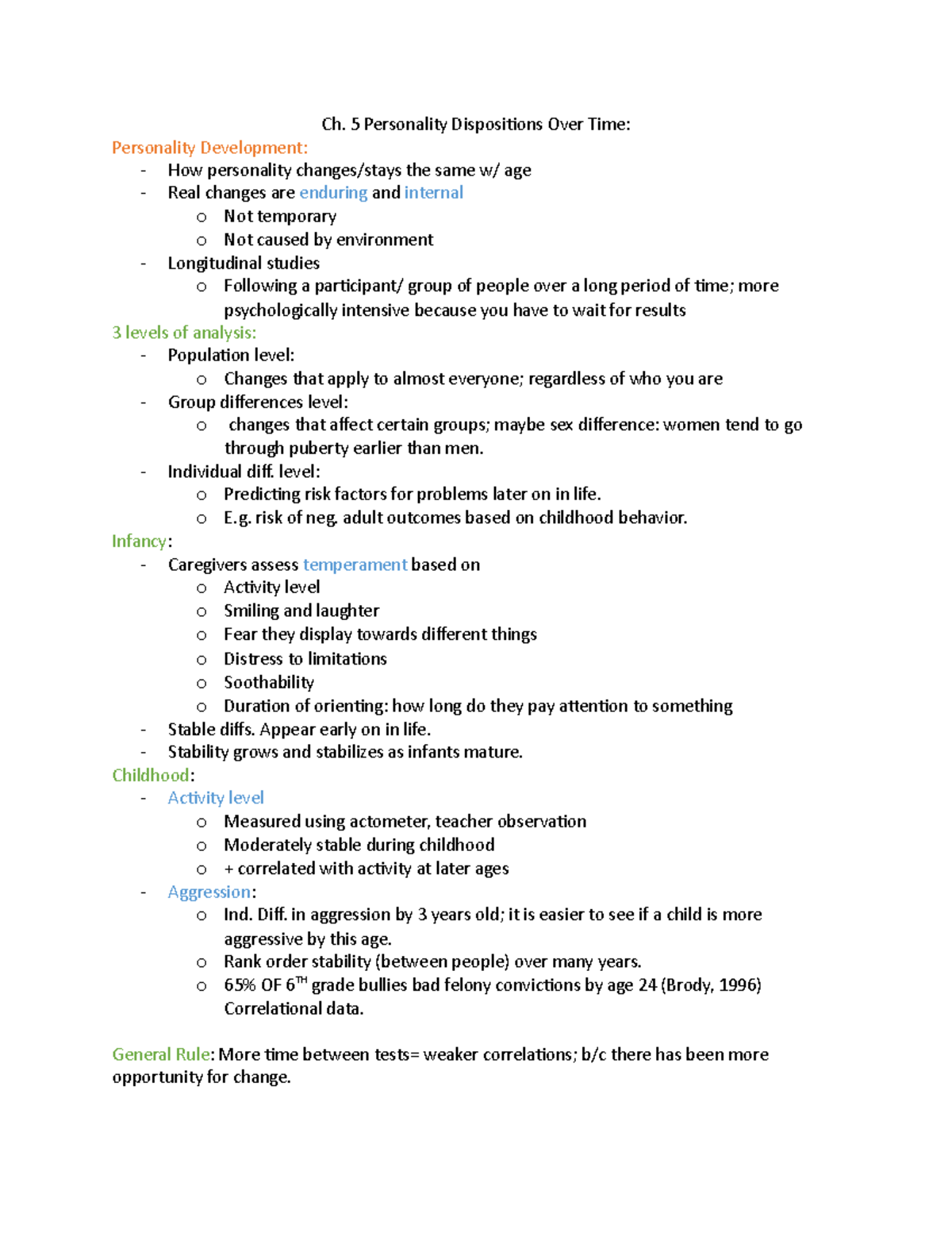 Psyc ch 5 - Psychology of Personality with Dr. Baker - Ch. 5 ...