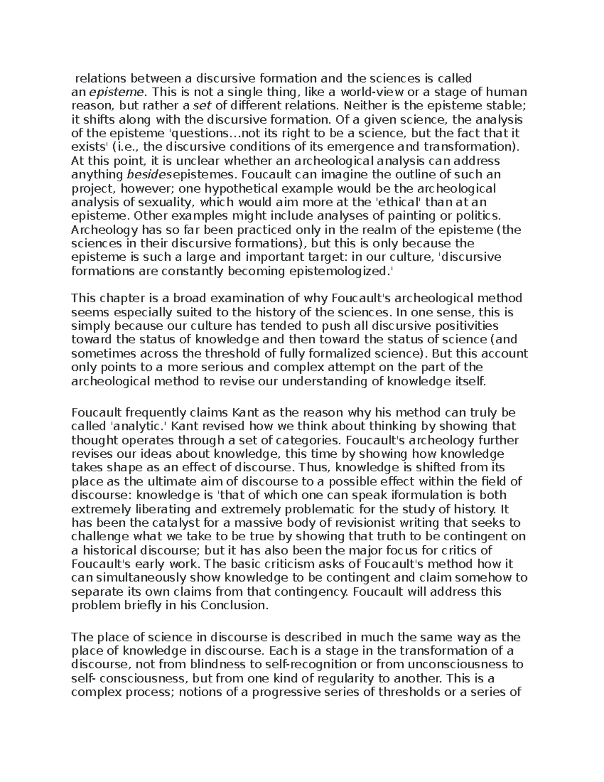 Philosphy 66 - Lecture Notes - relations between a discursive formation ...