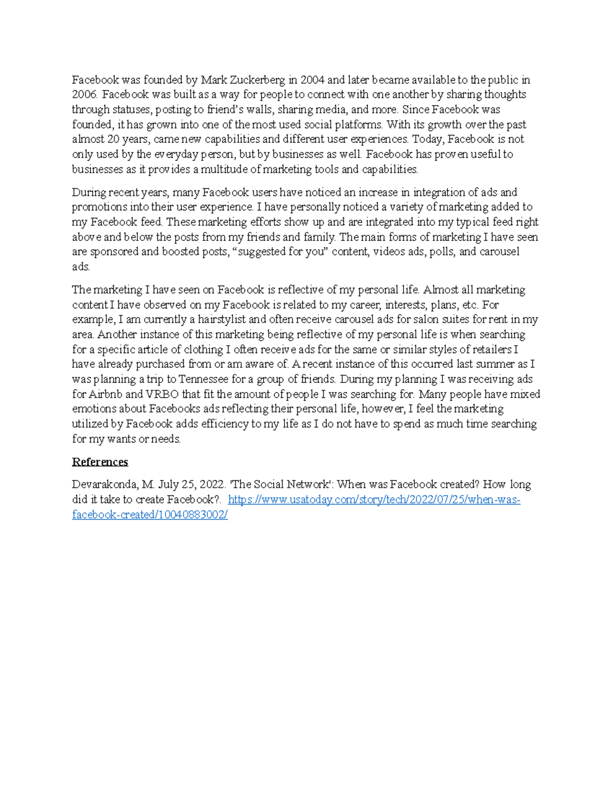 MKT 355 Blog 2 - MKT 335 Blog 2 - Facebook was founded by Mark ...