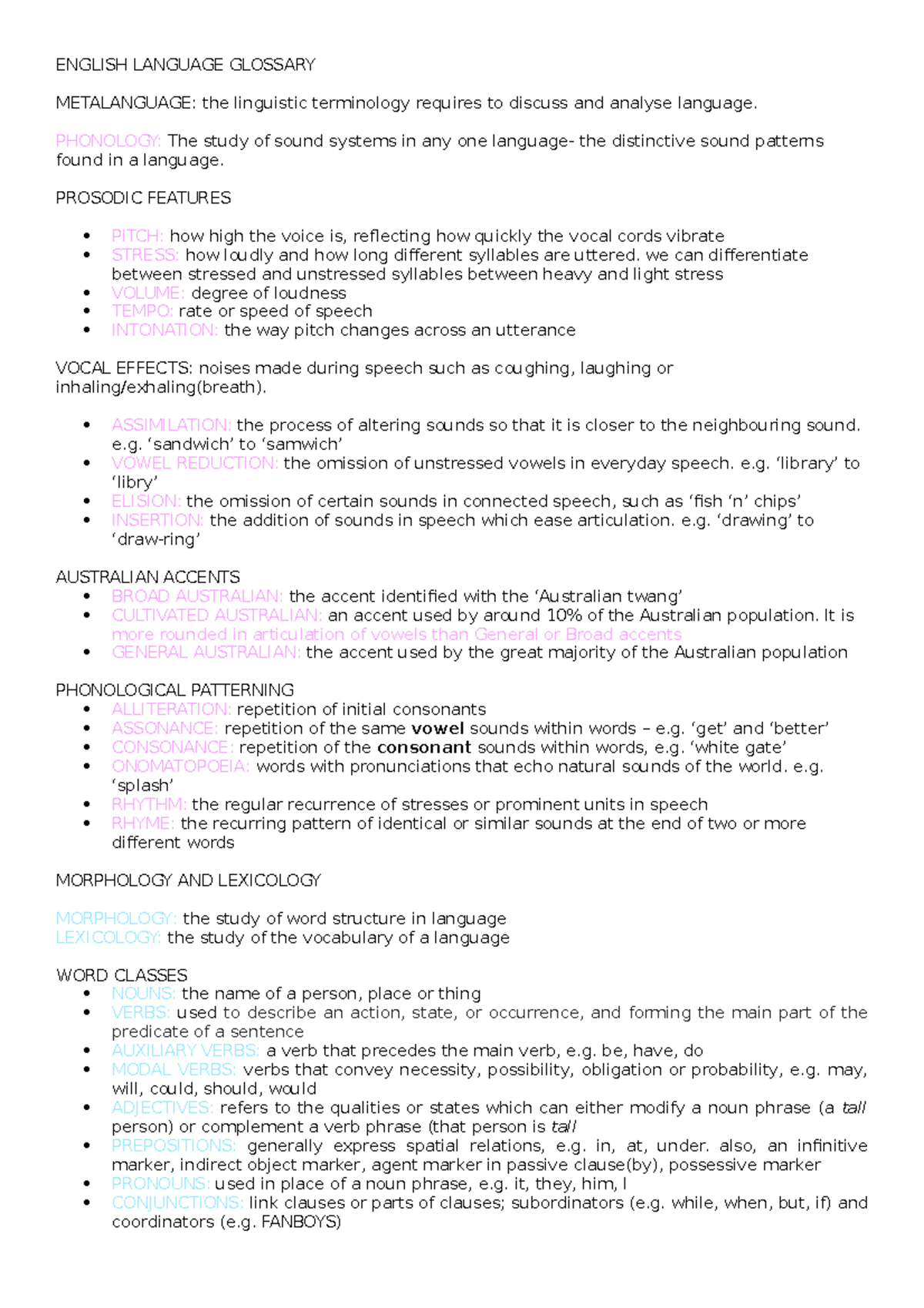 English Language Glossary Final - ENGLISH LANGUAGE GLOSSARY ...