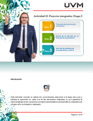 U5 Proyecto Integrador E3 - Actividad. Proyecto integrador, etapa 3 Introducción Esta actividad ...