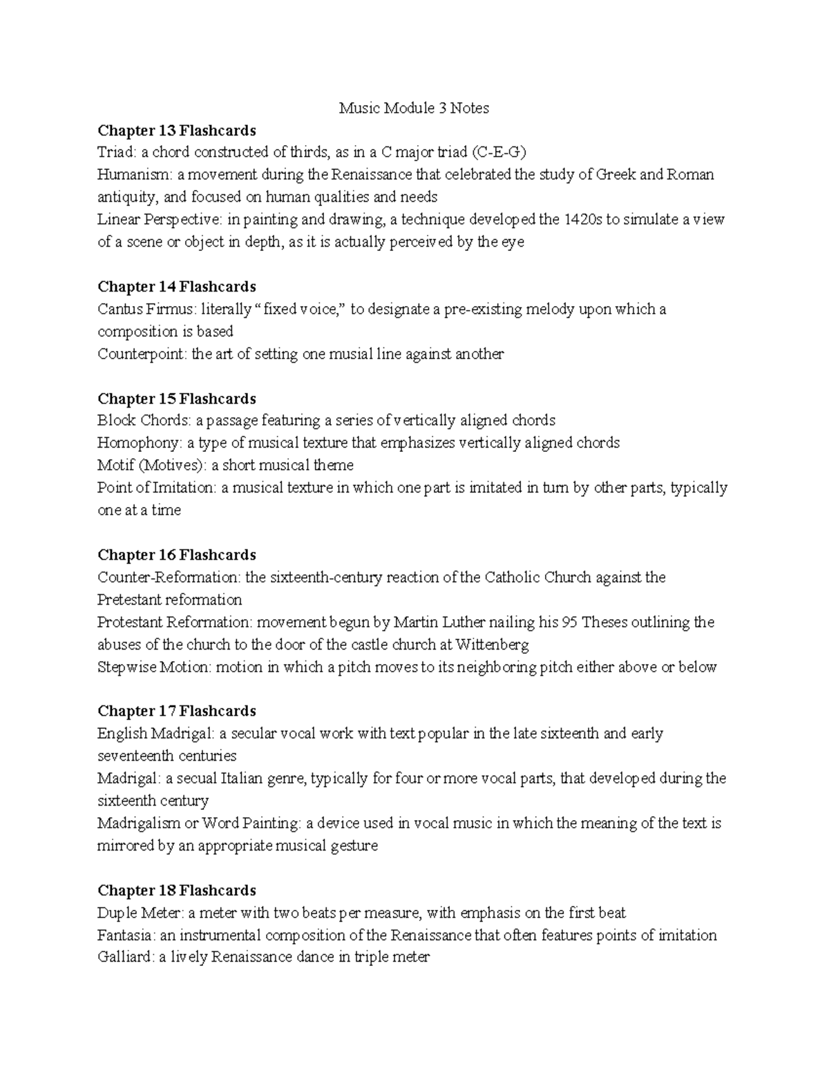 Music Module 3 Notes - Test 3 - Music Module 3 Notes Chapter 13 ...