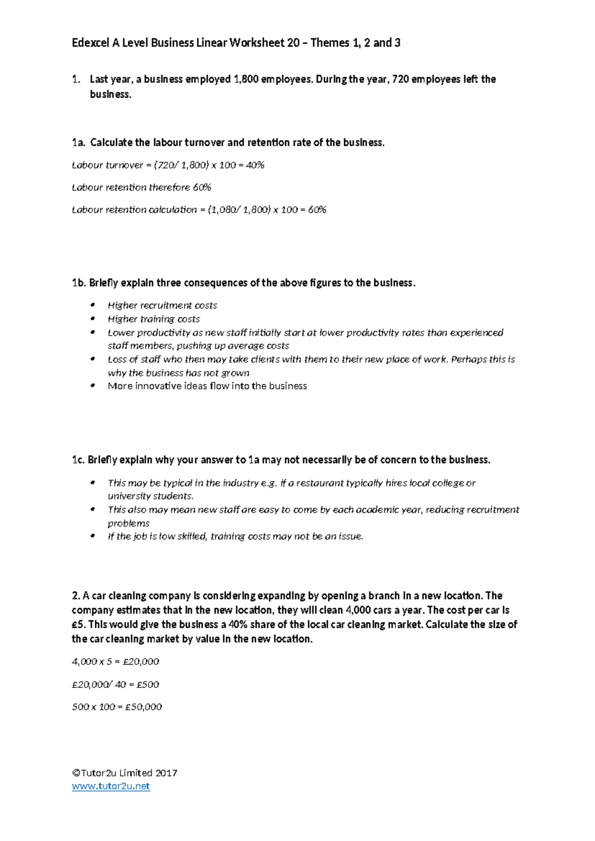 20 - LW - Answers - Edexcel A Level Business Linear Worksheet 20 ...