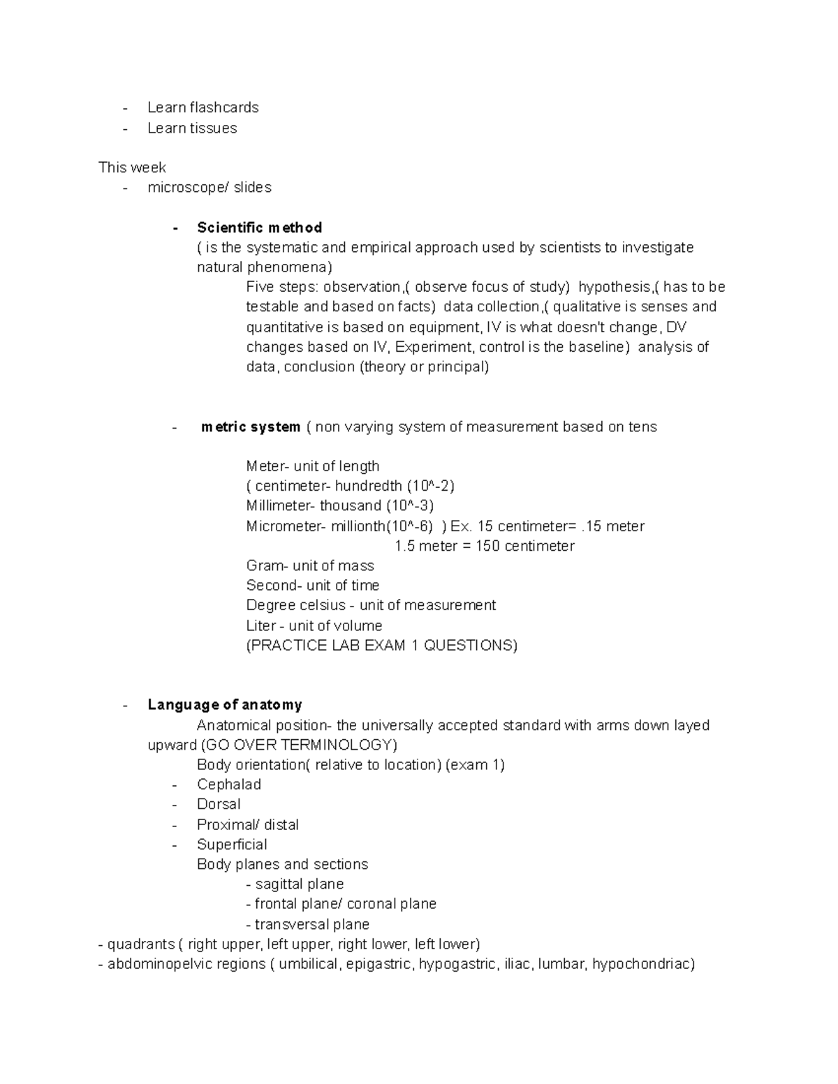 Lab 1 notes - Learn flashcards Learn tissues This week microscope ...