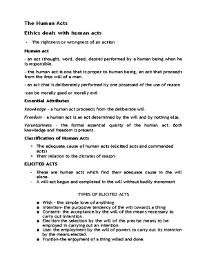Human Act & Act of Man - Lecture notes 3 - MODULE 3 Lesson 1- HUMAN ...