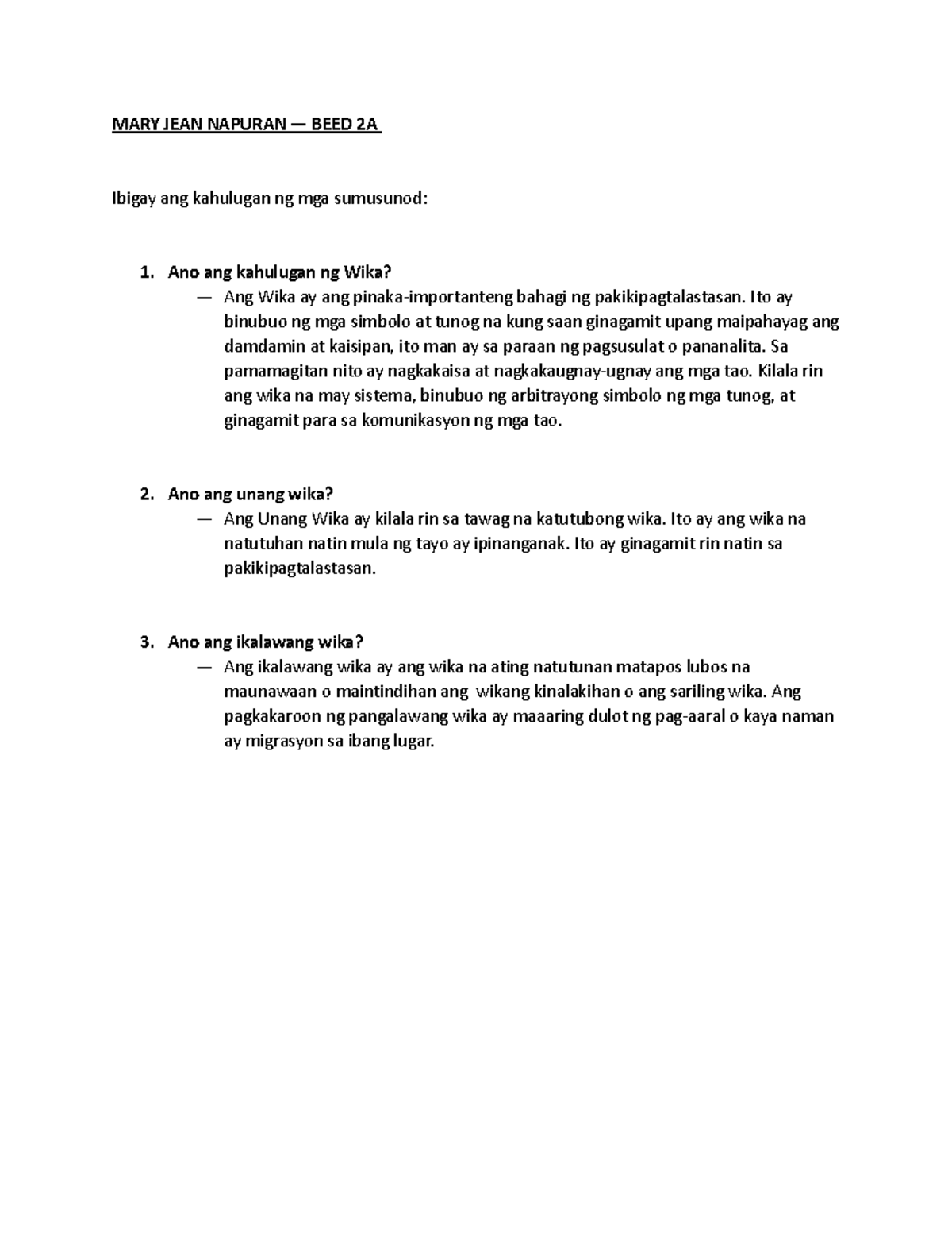 Takdang Aralin 1. Napuran - BEED 2A - MARY JEAN NAPURAN — BEED 2A ...