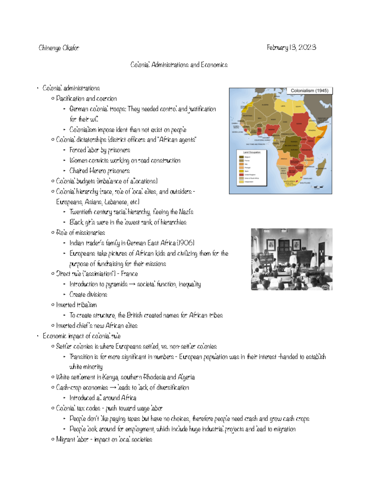 Note 7 - HOA - Colonial administrations Pacification and coercion ...