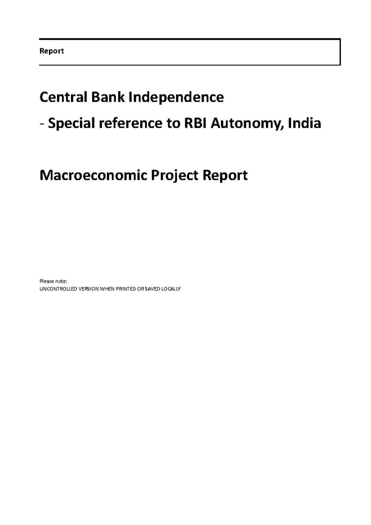 1. Macroeconomics - Project Report Template - Report Central Bank ...