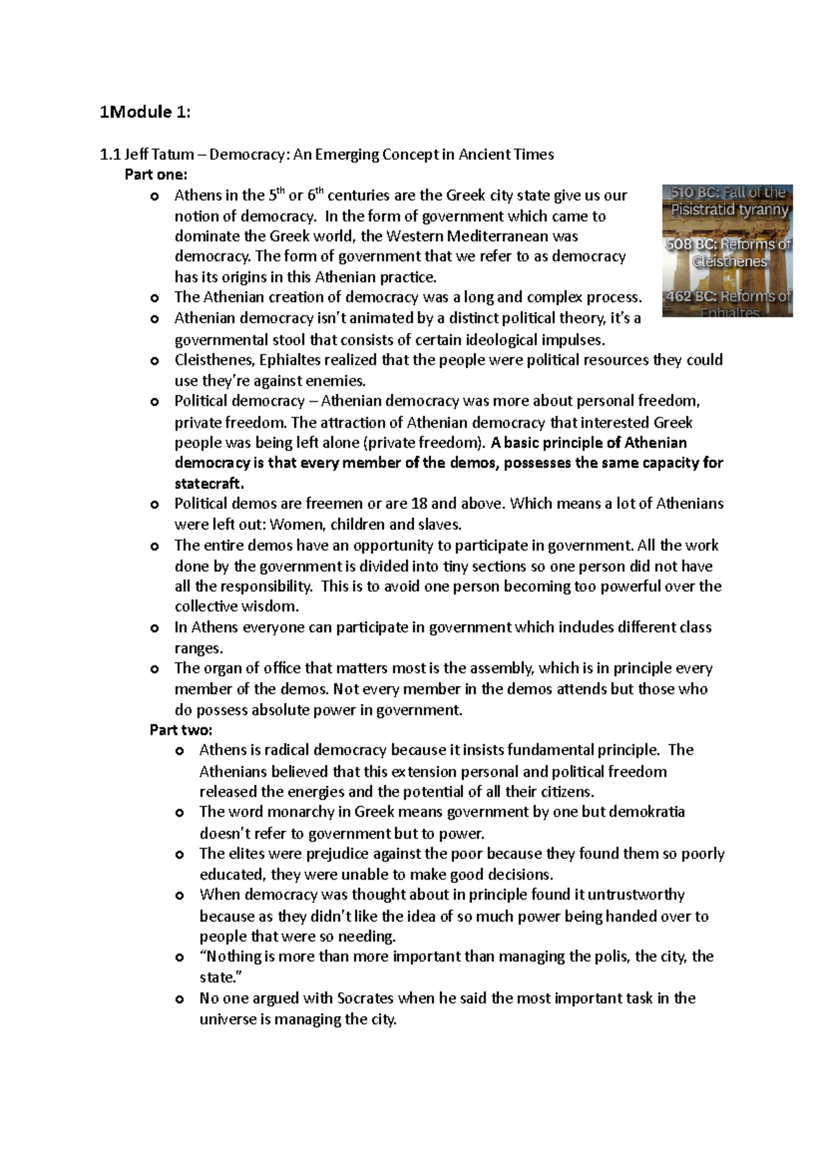 Module 1 - 1Module 1: 1 Jeff Tatum – Democracy: An Emerging Concept in ...