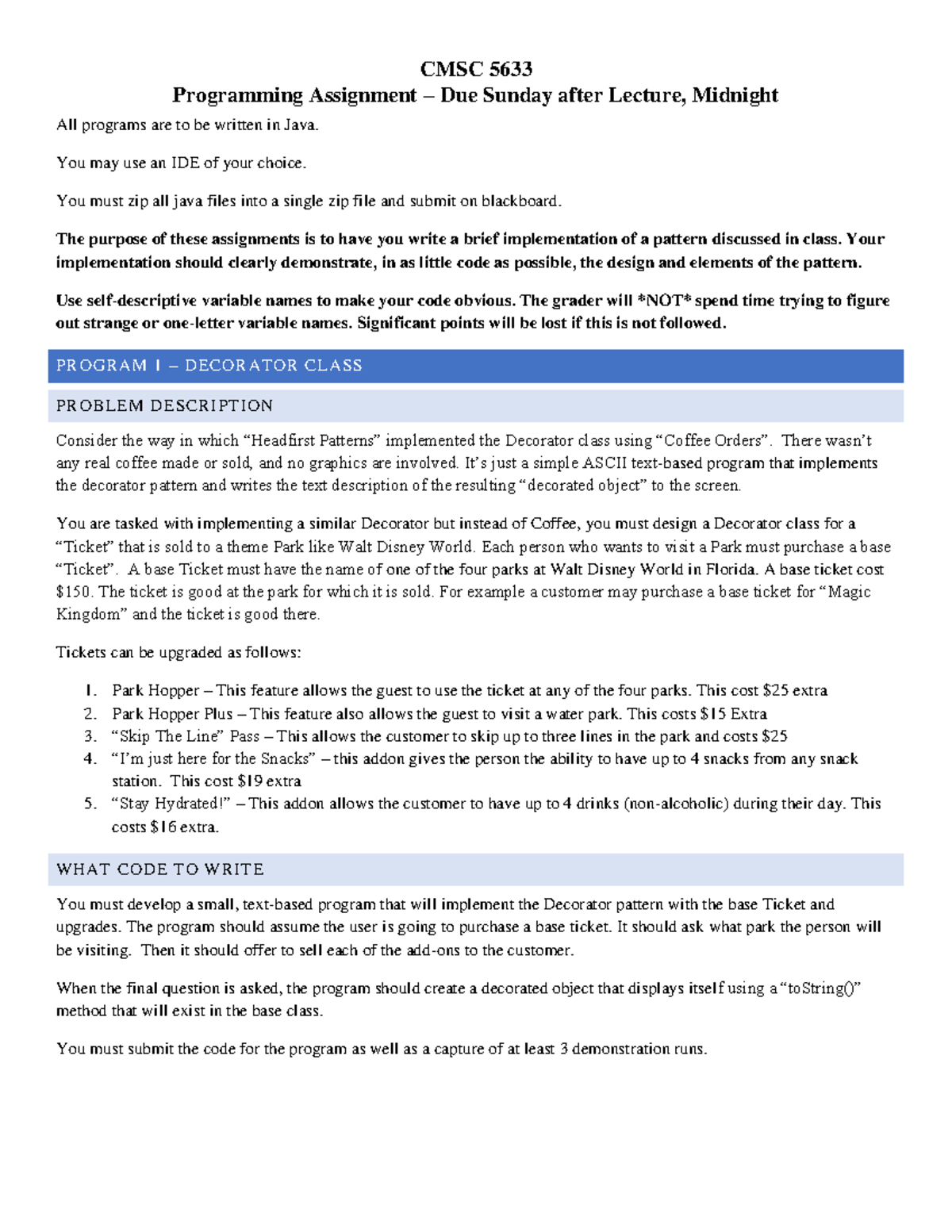 Program 1 - report - CMSC 5633 Programming Assignment – Due Sunday ...