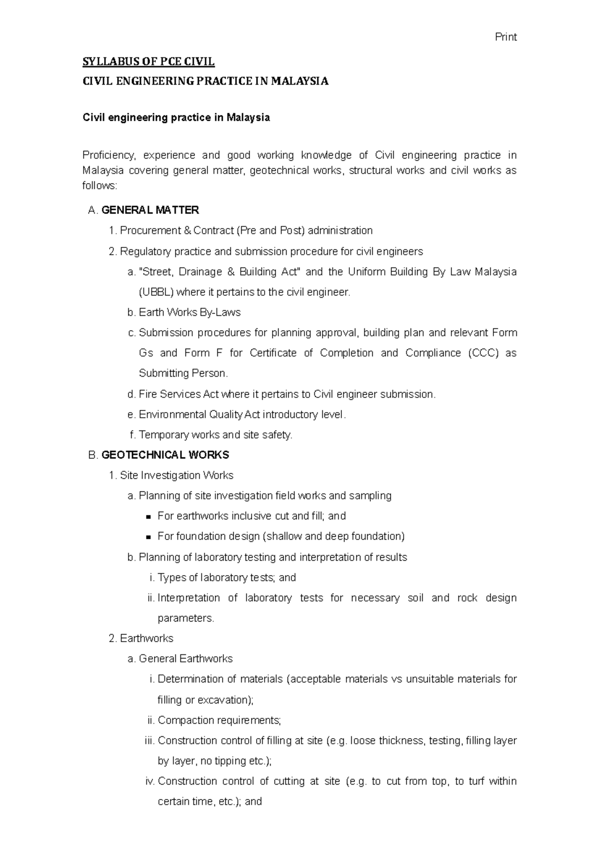 Syllabus PCE Civil 2023 - Print SYLLABUS OF PCE CIVIL CIVIL ENGINEERING ...
