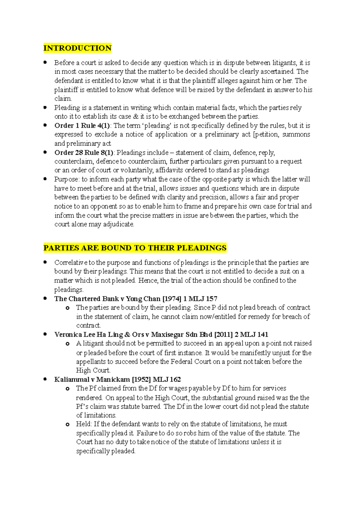 Topic 1 & 2 - Civil Procedure 2 Pleadings & Striking Out-converted ...