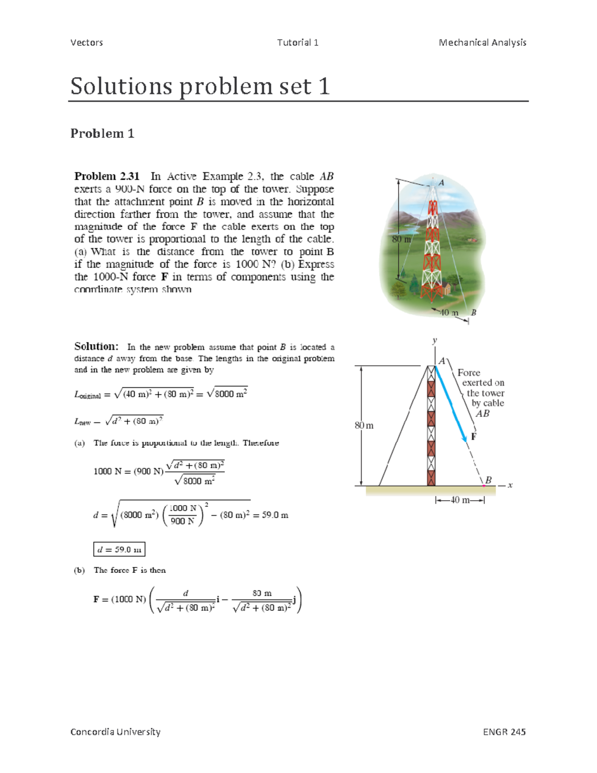 Solution T1 Vectors W01 - ENGR 245 - - Studocu