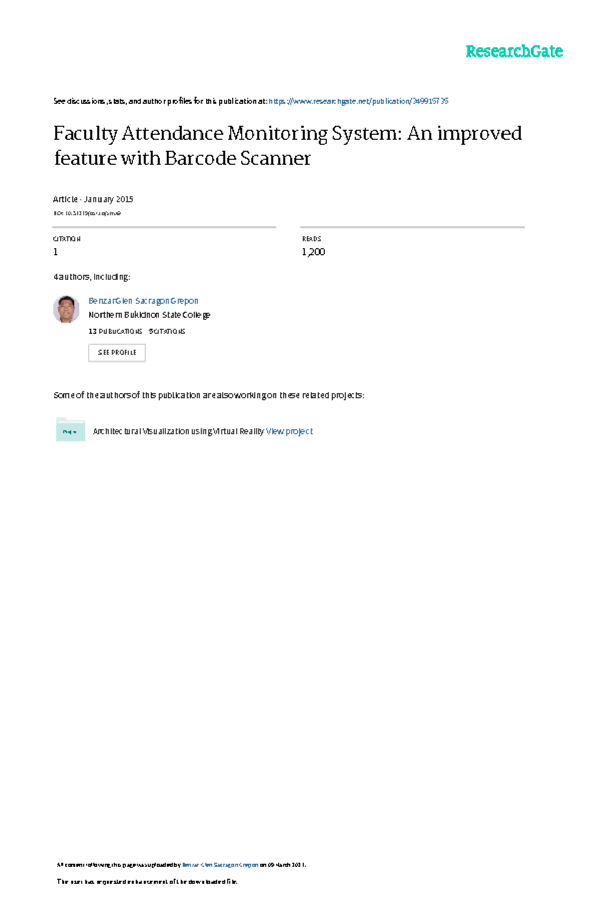 Faculty Attendance Monitoring System Animprovedfeaturewith Barcode ...