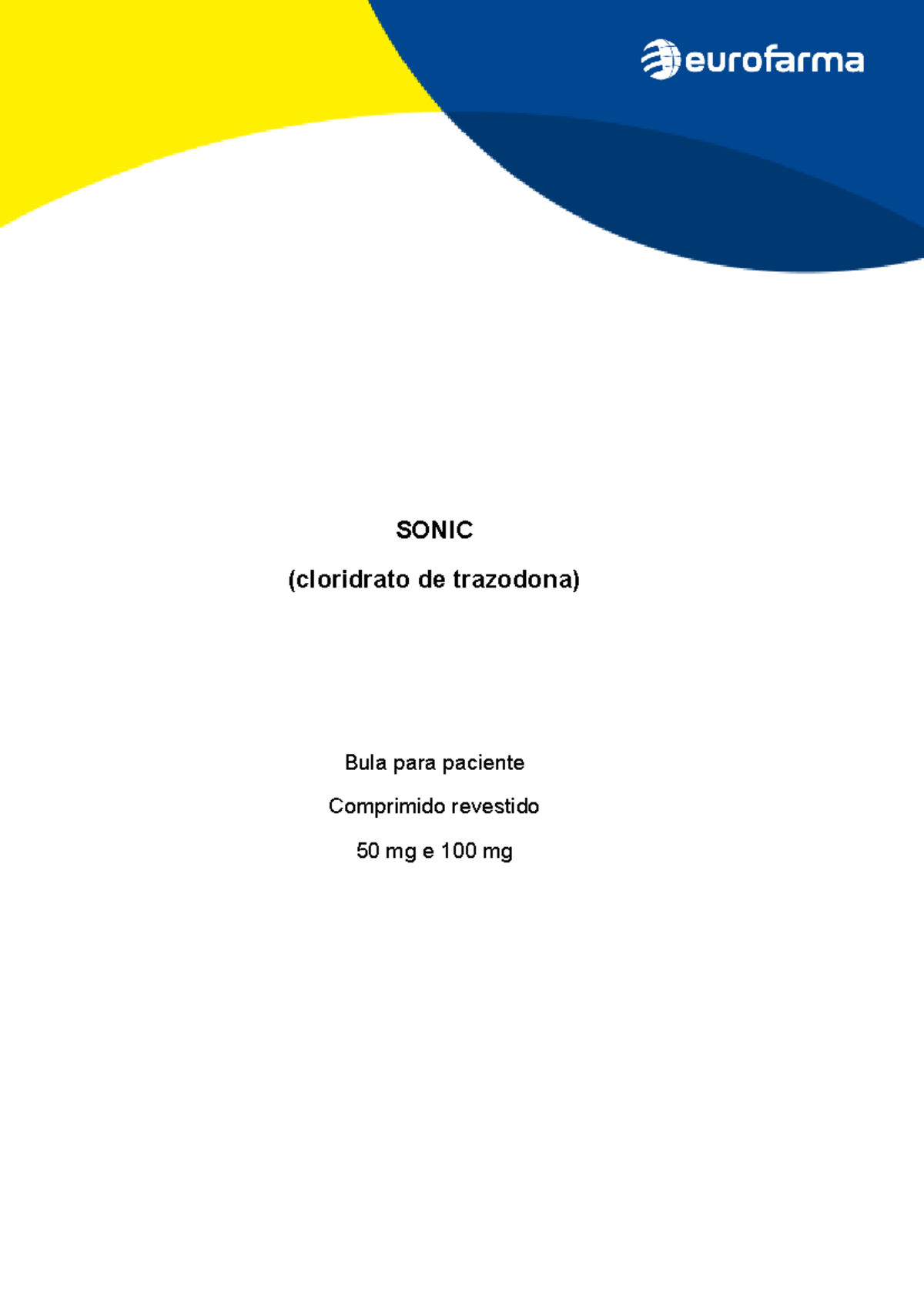 Bula-sonic - Prova - SONIC (cloridrato de trazodona) Bula para paciente ...