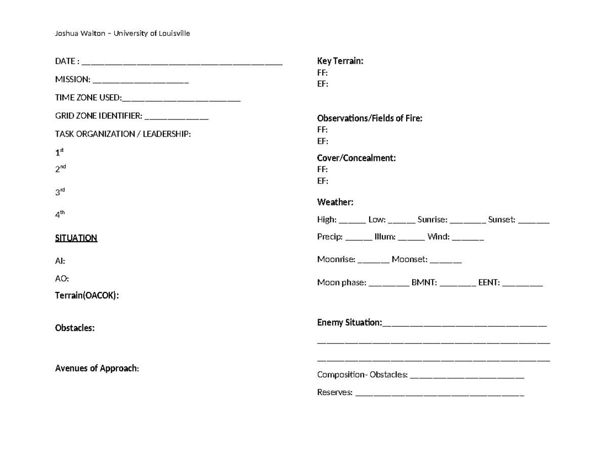 Opord shell - DATE ...