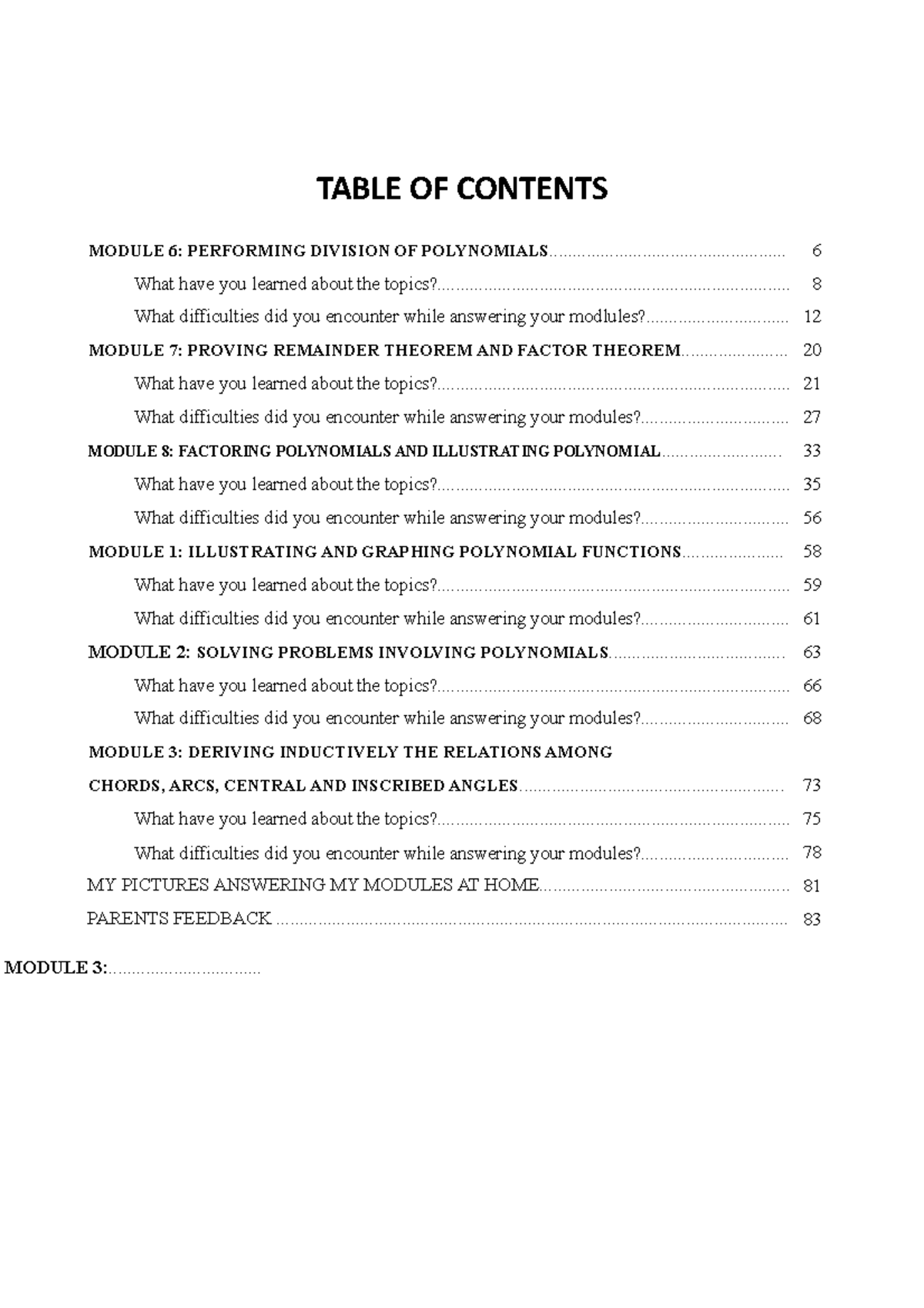 APA Table of Contents - Template Lab - TABLE OF CONTENTS MODULE 3 ...