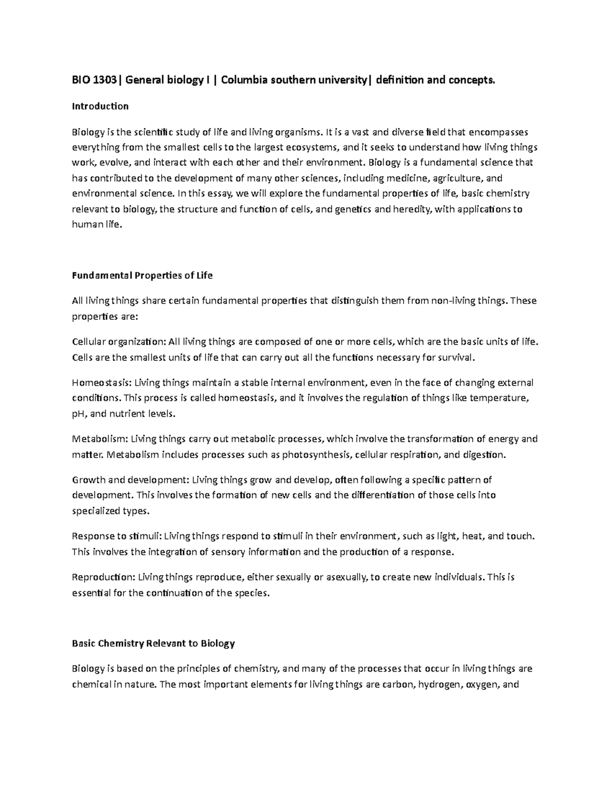 General biology 1 - Introduction Biology is the scientific study of ...