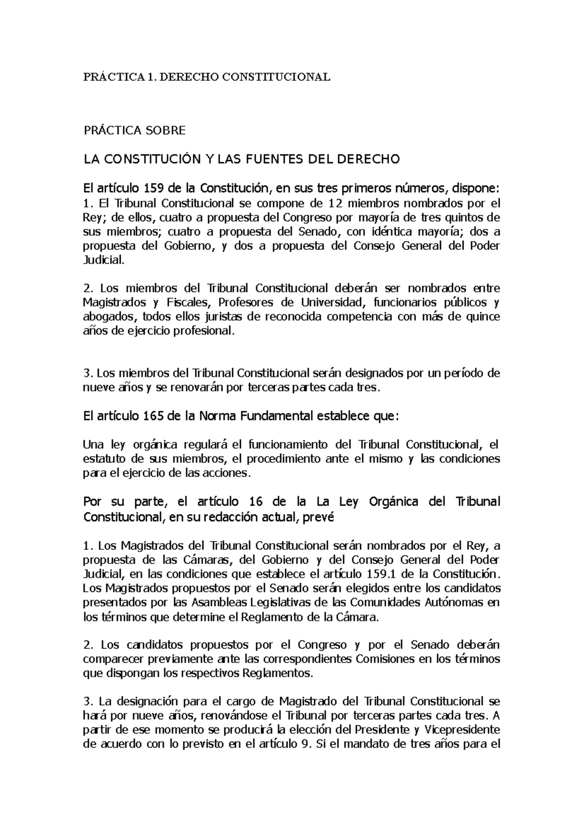 Práctica 1 Constitucional - PRÁCTICA 1. DERECHO CONSTITUCIONAL PRÁCTICA ...