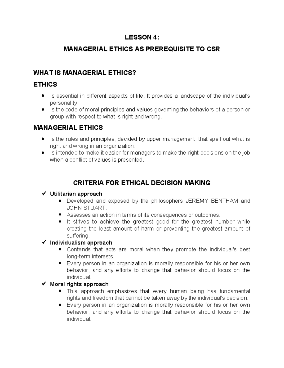 Chapter 4-Managerial-Ethics - LESSON 4: MANAGERIAL ETHICS AS ...