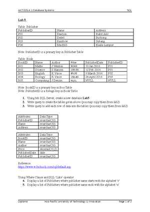 Lab2 - database - TDB1131 Database Systems Page 1 of 3 Tutorial 2 Topic: Data Models 1. What is ...