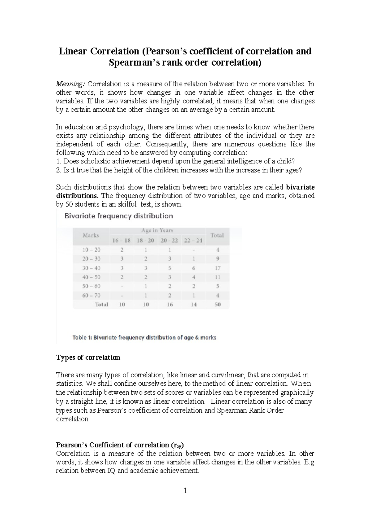 Correlation Coefficient - Linear Correlation (Pearson’s coefficient of ...