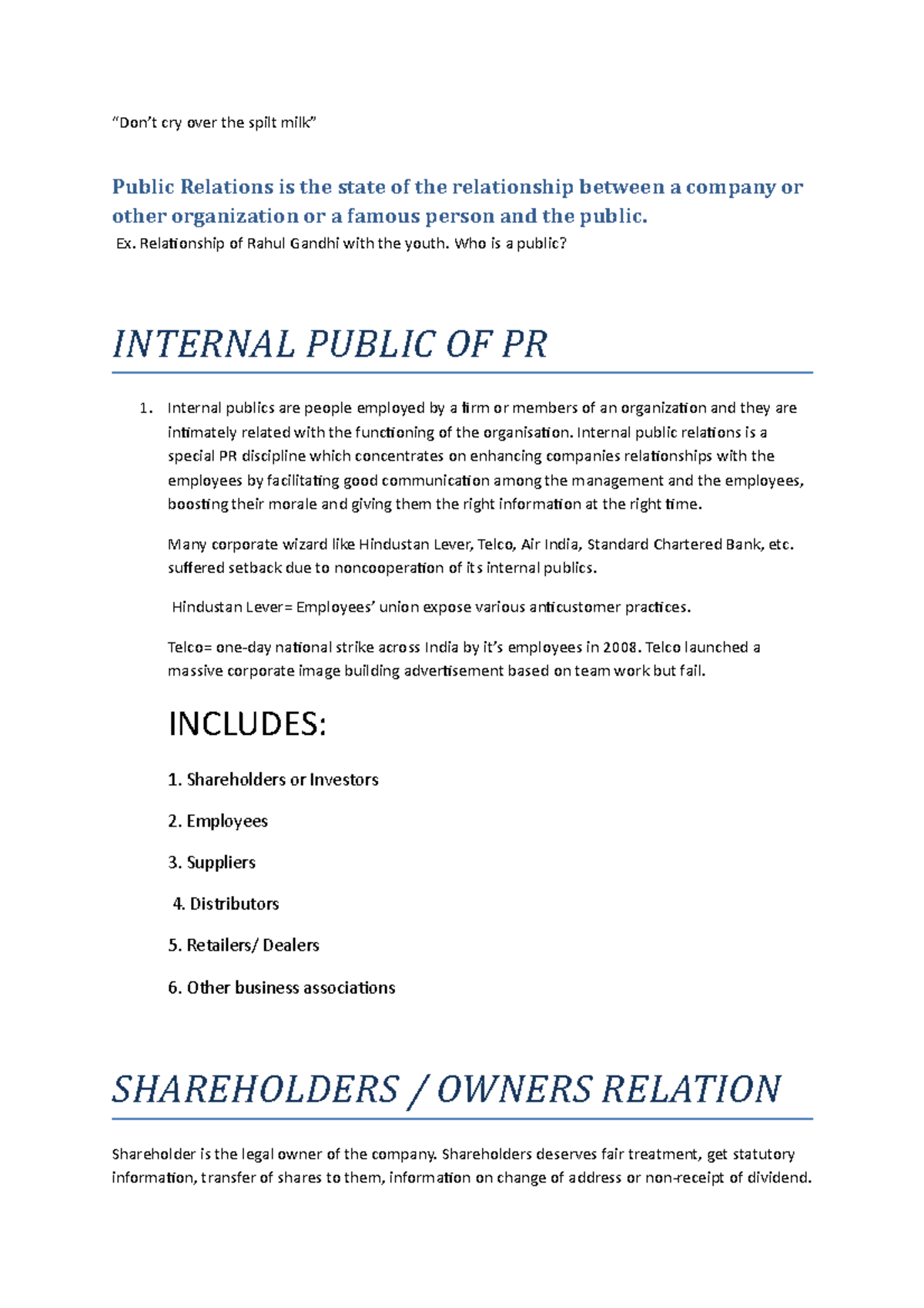 Internal - External PR - Lecture notes 6 - cry over the spilt Public ...