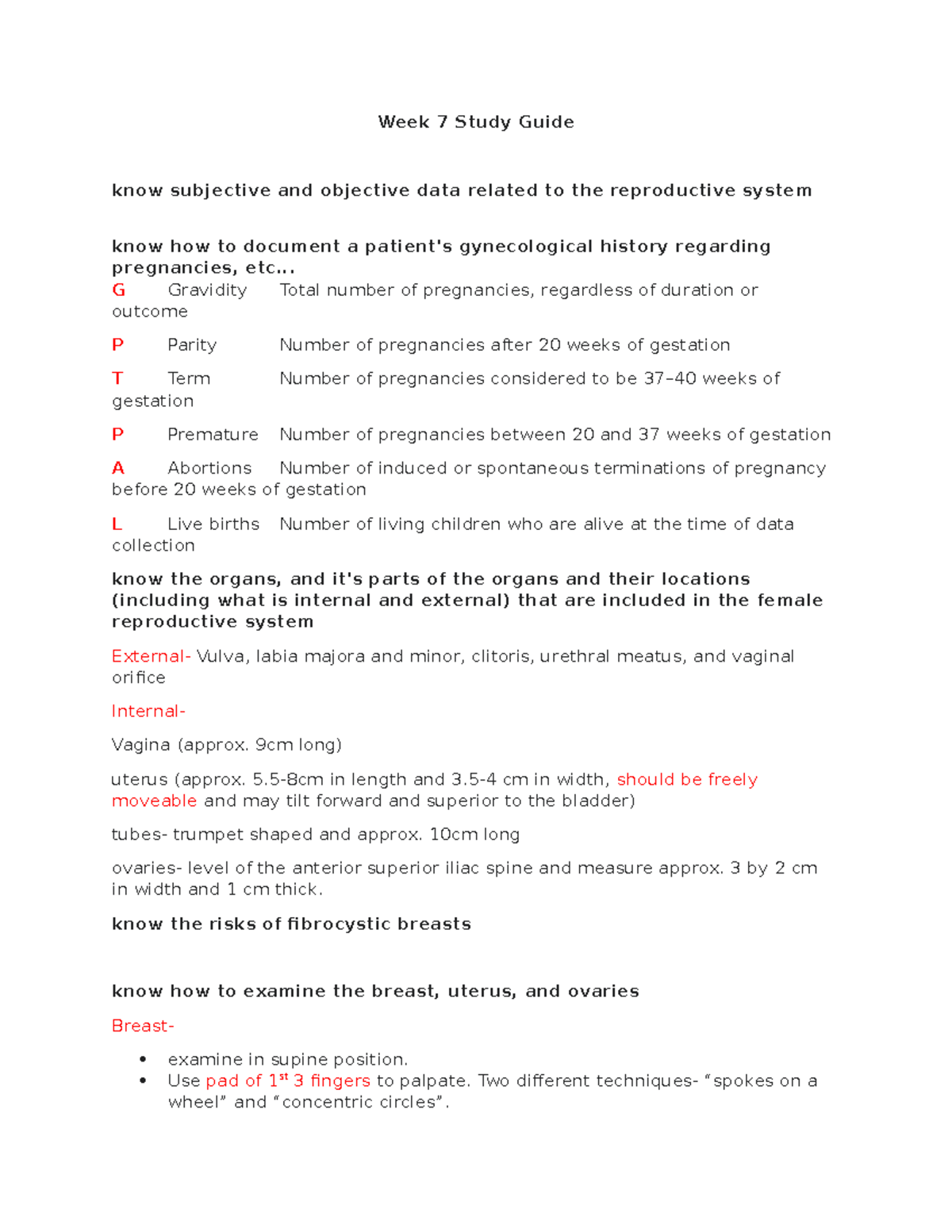 Week 7 study guide - Week 7 Study Guide know subjective and objective ...
