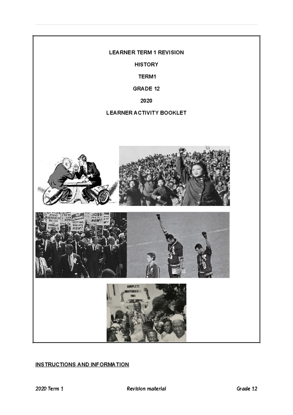 History 2020 TERM 1 Revision Material Grade 12 - LEARNER TERM 1 ...