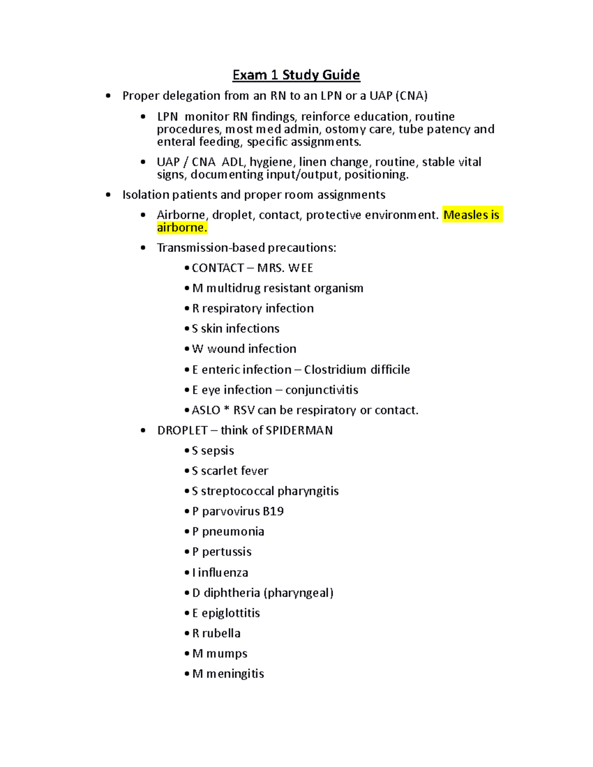 Exam 1 Study Guide - Completed - Exam 1 Study Guide Proper delegation ...