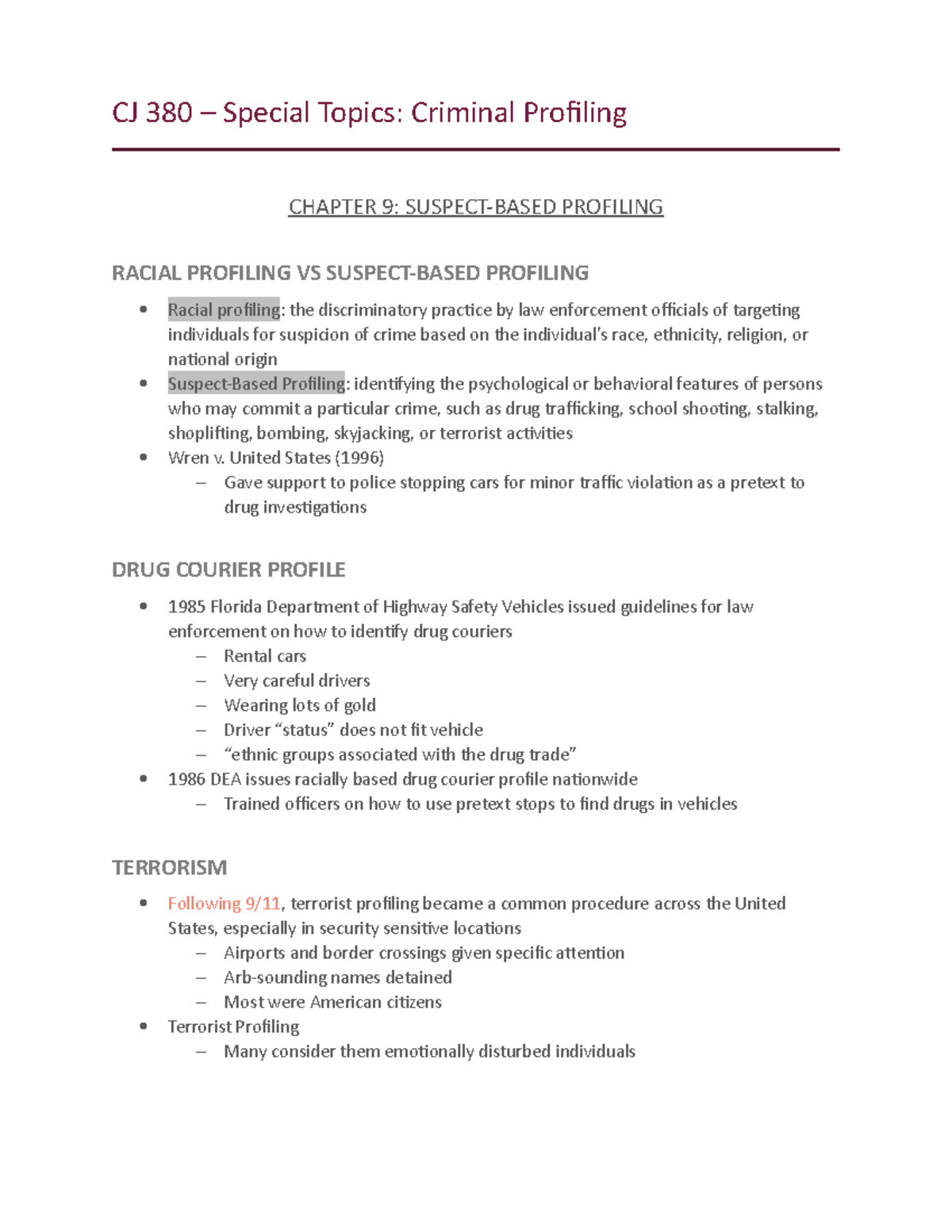 CJ 380 - Chapter 9 Suspect Based Profiling - CJ 380 – Special Topics ... CJ 380 - Chapter 9 Suspect Based Profiling - CJ 380 – Special Topics ...