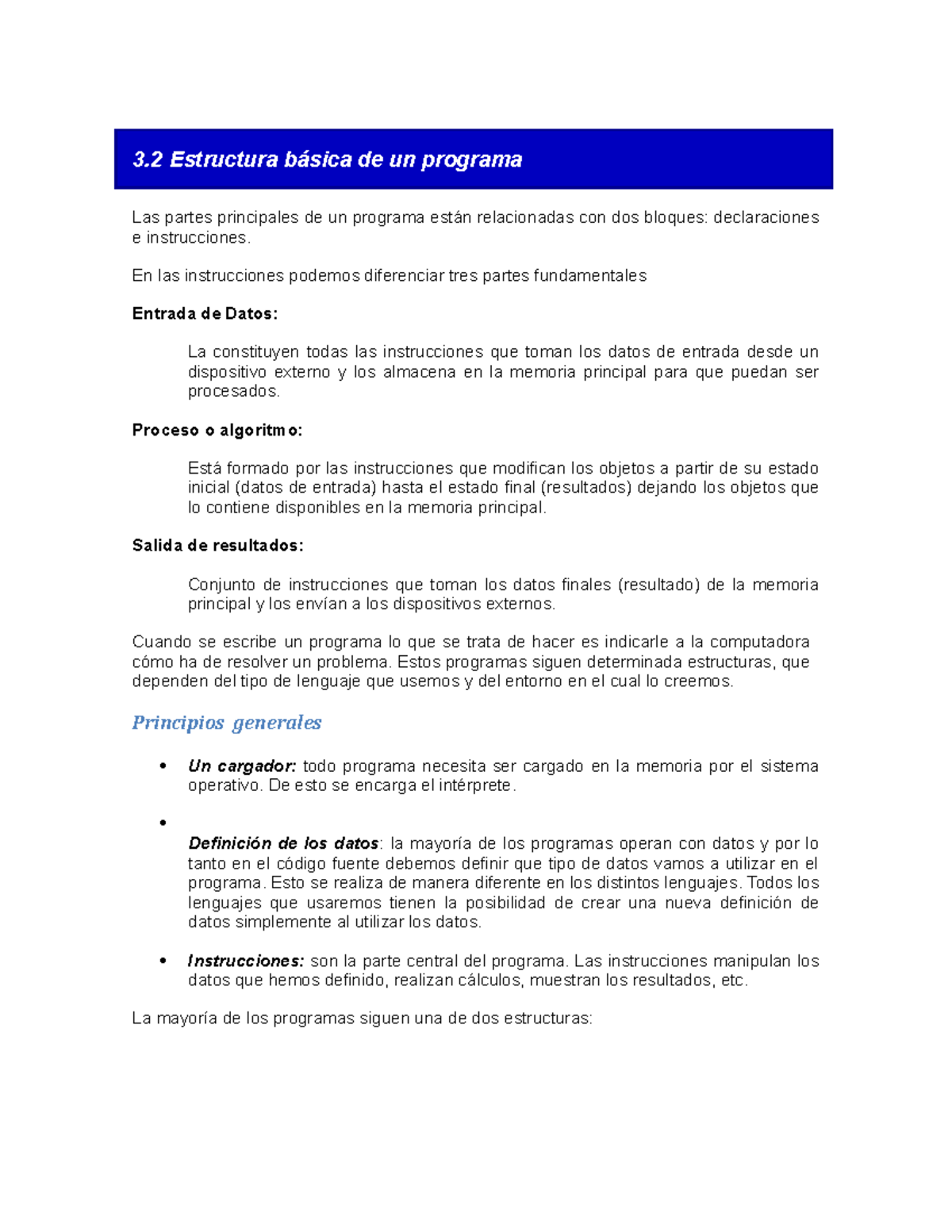 Estructura básica de un programa ( bytes) - 3 Estructura básica de un ...